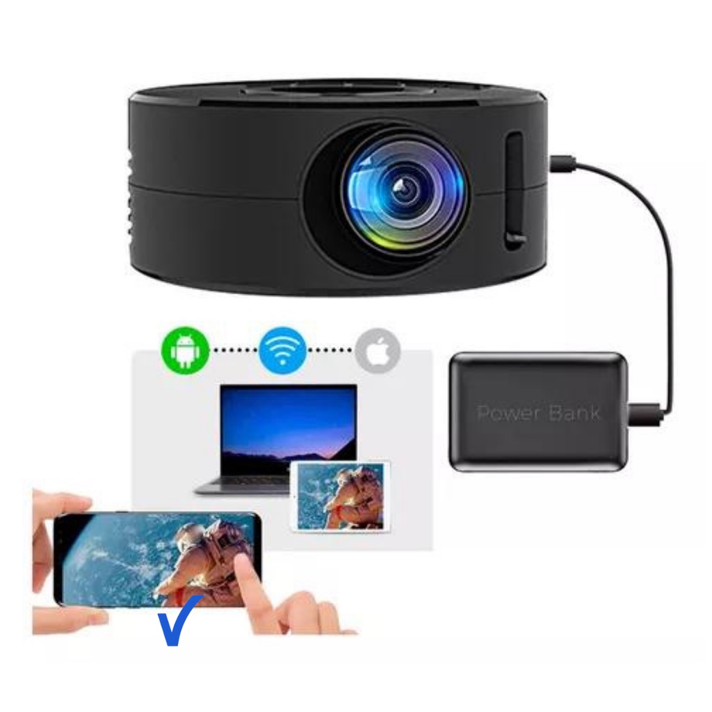 Mini Projetor P/ Celular Notebook Via Cabo USB Imagem HD 100P App ...