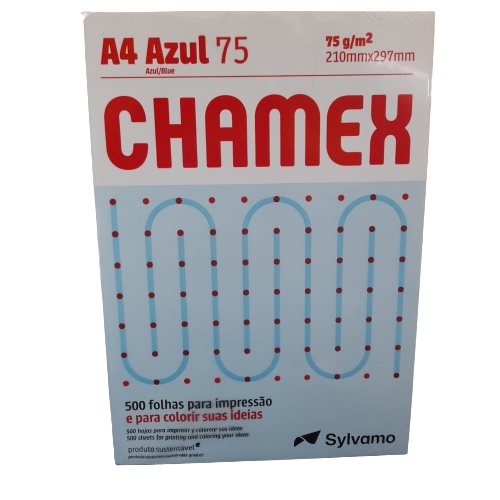 Pacote de Papel para Impressao A4 500 Folhas Azul Gramatura 75g Chamex ...