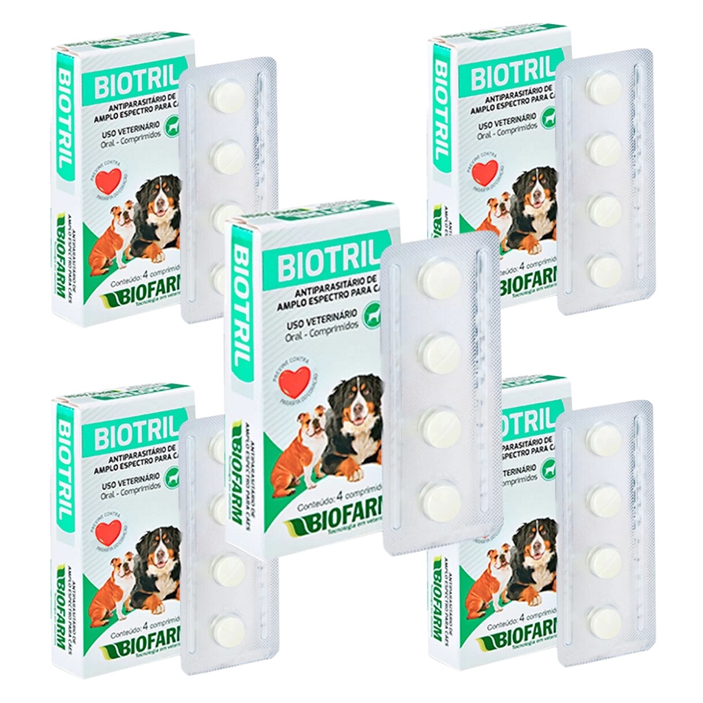 5 Biotril Comprimido Caixa Com 4 Unidades - Biofarm - Vermifugo para ...