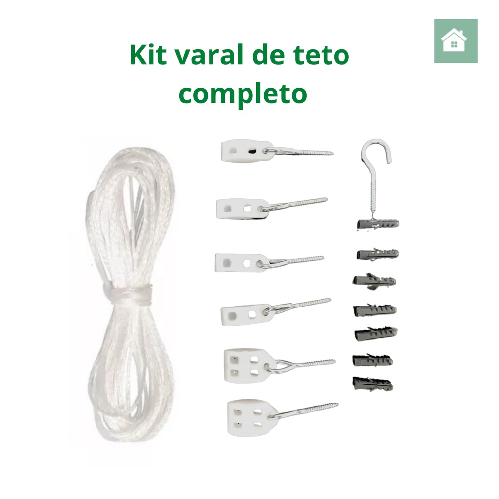 Kit Completo Instalação Varal de Teto Corda 13 Metros | Shopee Brasil