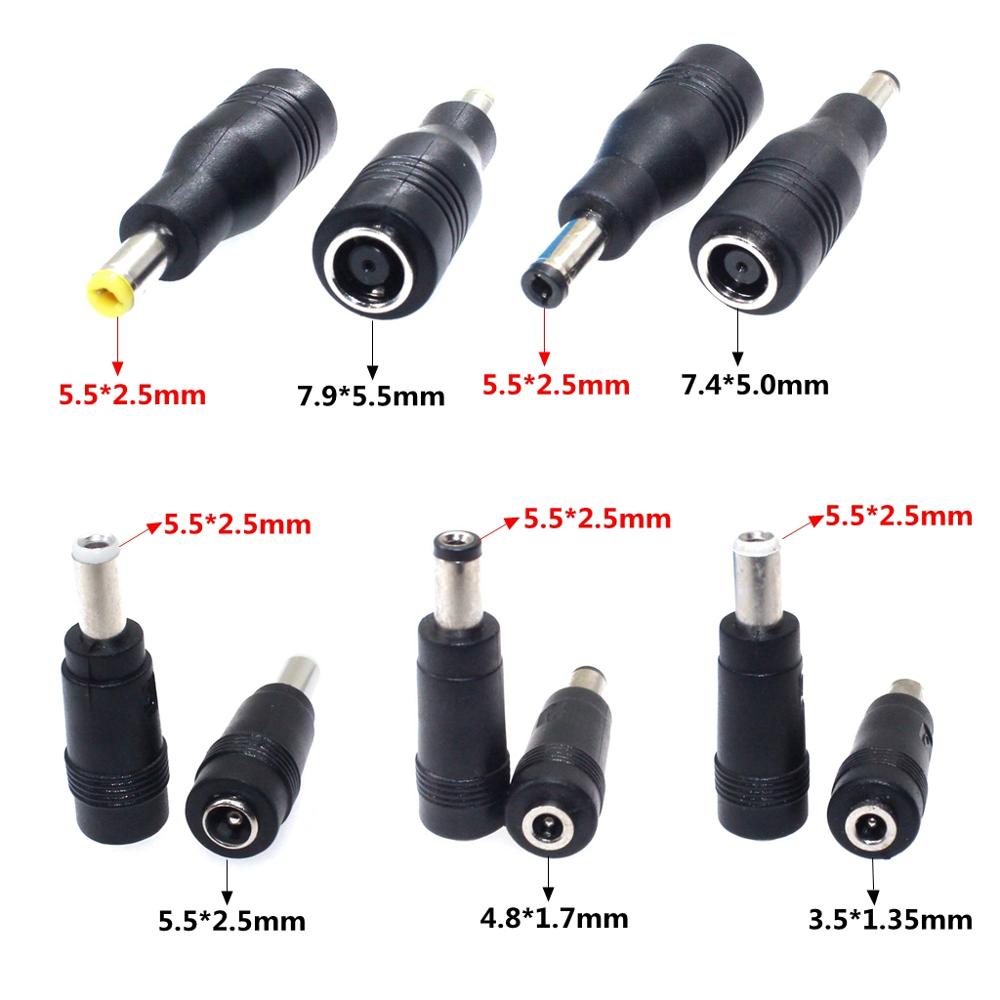 5,5 * 2,5mm Adaptador De Tomada DC 5,5 X 2,5 mm Macho Para 7,9 * 5,5 7,4 * 5,0 3,5 * 1,35 4,8 * ...