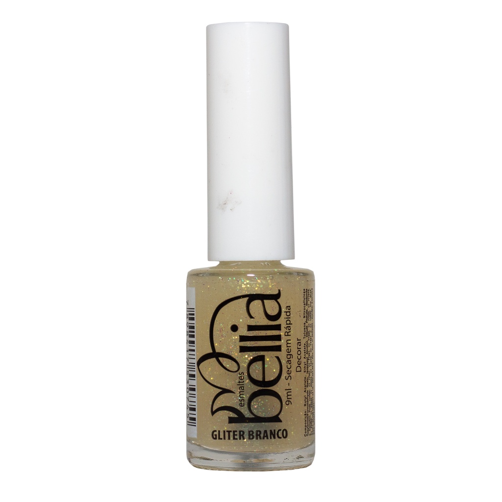 Esmalte Bellia Glitter Branco 9ml | Shopee Brasil
