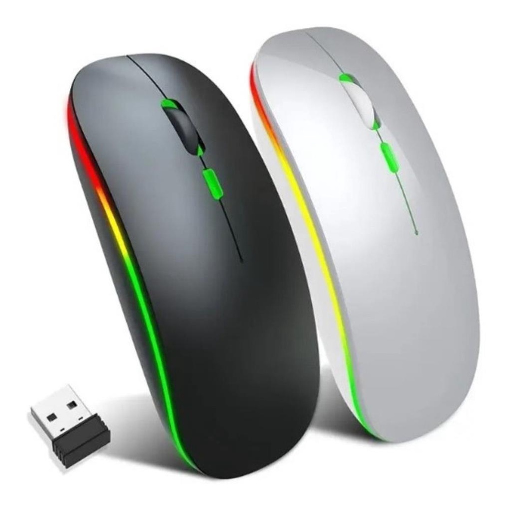 Mouse Sem Fio Recarregavel Led Rgb Wireless Ergonomico Usb | Shopee Brasil