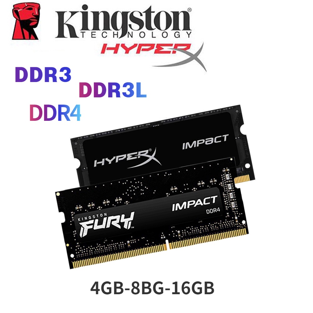 Memória Para Notebook DDR3 DDR4 RAM Kingston Hyperx Fury 4GB 8GB 16GB 1600 2400 2600 3200MHz 260 ...