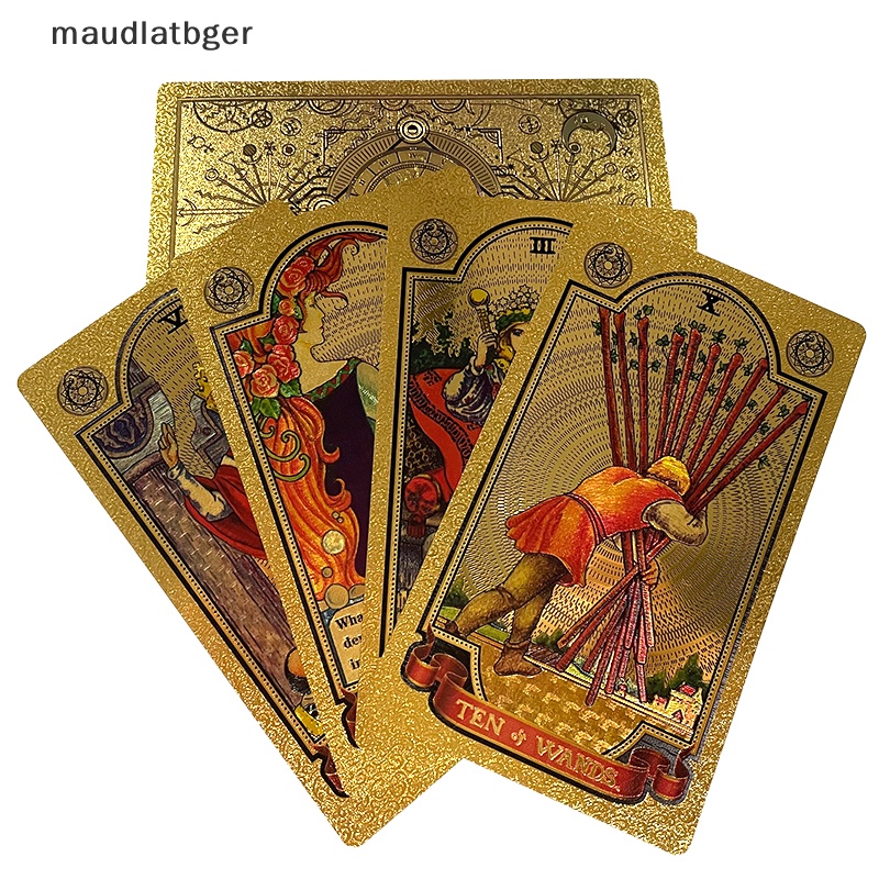 Maud Paper Manual Gold Foil Tarot Marca De Tarô Bronzeado PVC À Prova D'água Tábua Resistente Ao ...