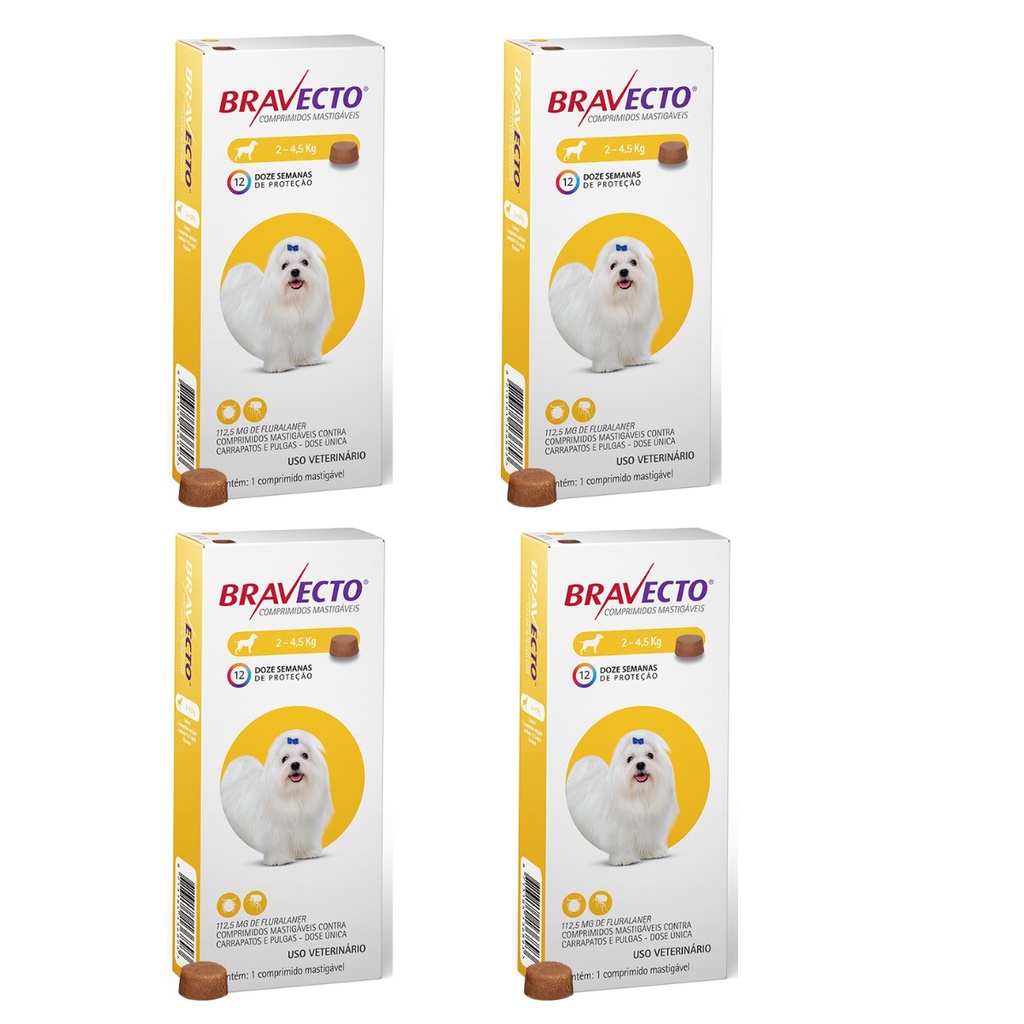 4 Bravecto Cães 2 A 4,5kg Antipulgas e Carrapatos MSD Anti Pulgas | Shopee Brasil