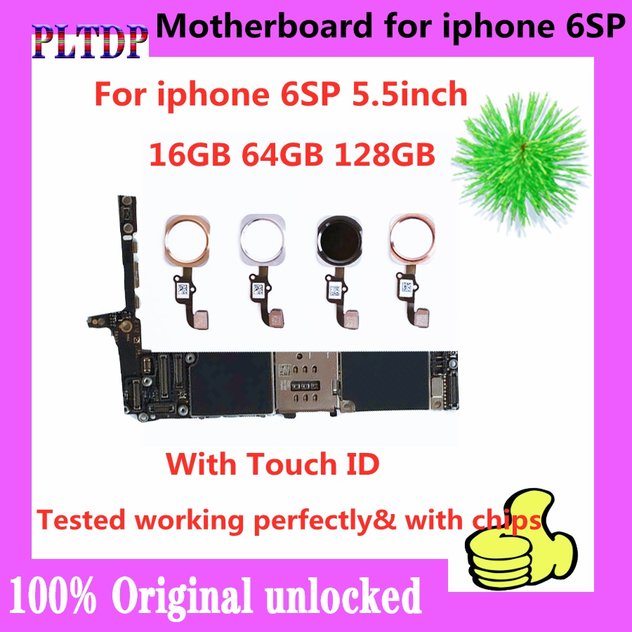 Placa-mãe lógica 100% original para iphone 6splus 128GB 64GB 16GB mainboard desbloqueado para ...