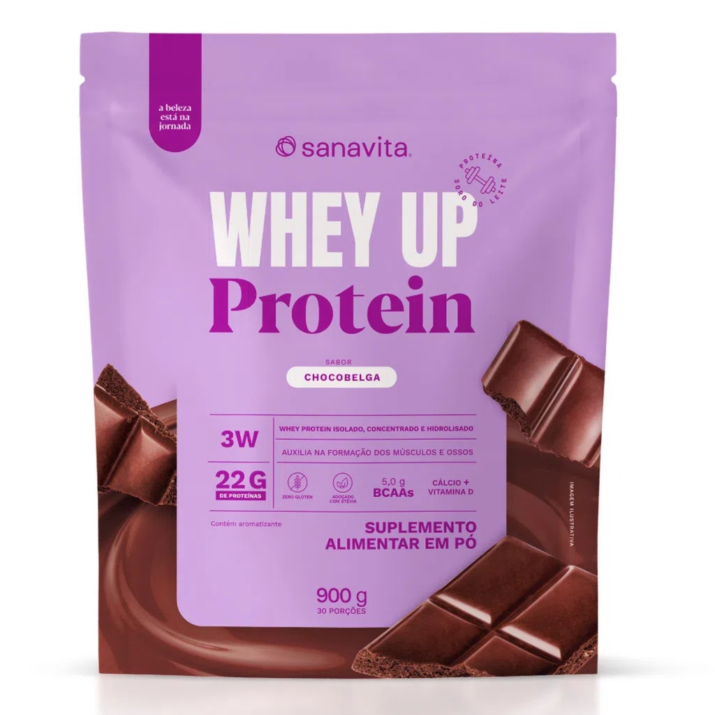 Whey Up 3W Proteína Músculos Ossos Sanavita Chocobelga 900g | Shopee Brasil
