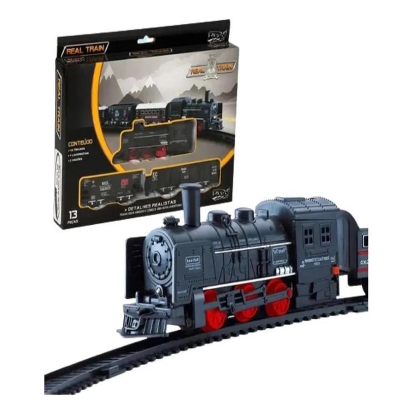 Ferrorama Locomotiva Trem Super Trilhos Real Train 13 Pcs | Shopee Brasil
