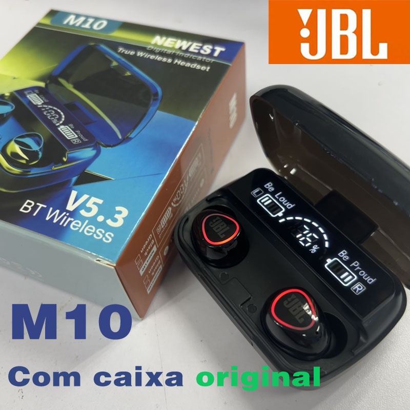 JBL M10 Tws Fones De Ouvido Sem Fio Bluetooth 5.1 Com Caixa De Carga Mah 2000 Led Display ...