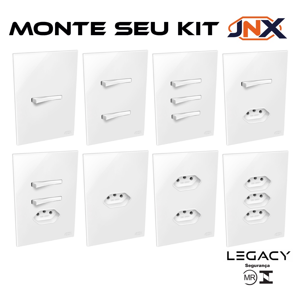 Interruptores e Tomadas JNX Legacy C - Branco Total - Monte seu Kit | Shopee Brasil