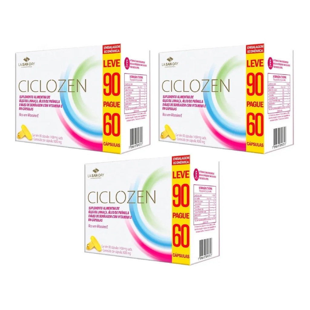 Kit 3 Ciclozen L90/P60 Cps em Softgel - La San Day | Shopee Brasil