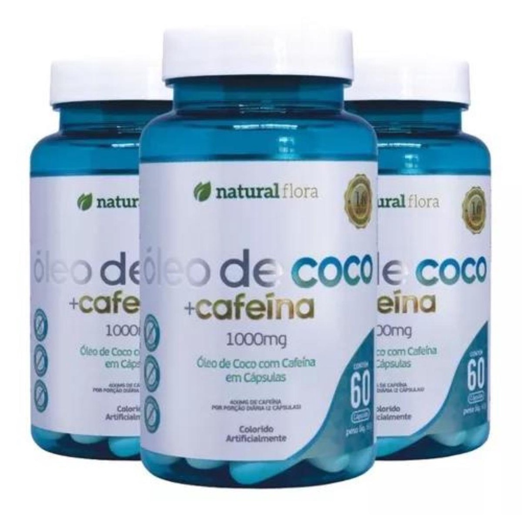 Kit Vitamina Óleo de Coco + Cafeína - 1000mg 60 Caps - 3 unidades ...