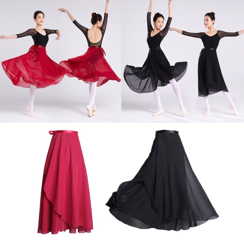 Saia De Dança Longa De Ballet Feminino Com Cintura De Gravata Chiffon ...