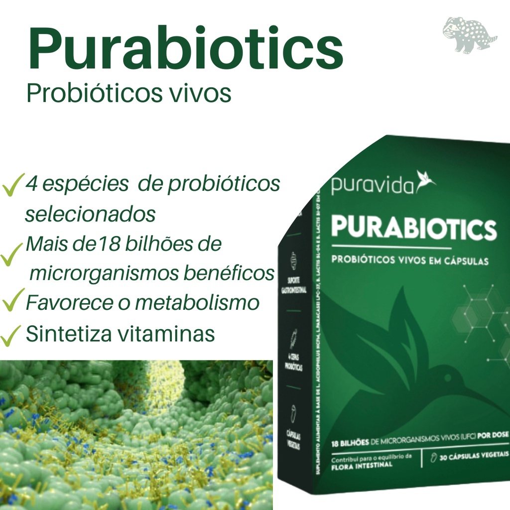 Kit 2 Purabiotics Mix 4 Tipos De Probióticos PuraVida | Shopee Brasil