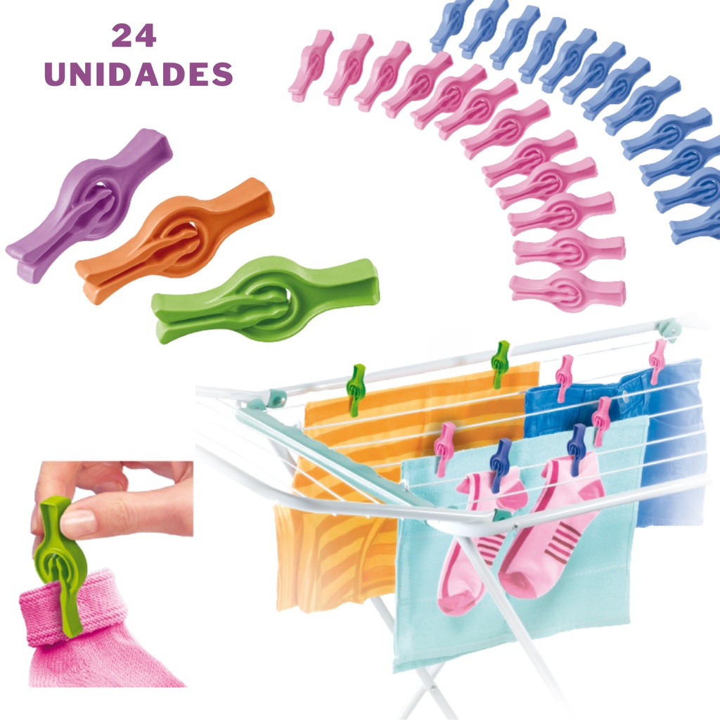 Prendedores de Roupa Novo Design Molas Embutidas 24 Unidades | Shopee ...