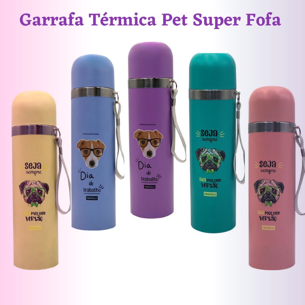 Garrafa Color Estampa Pet Inox 480ml Com Tampa Hermética | Shopee Brasil