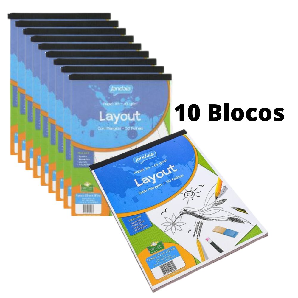 Pacote 10 Blocos de Papel Desenho A4 Layout Racunho Anotacoes com ...