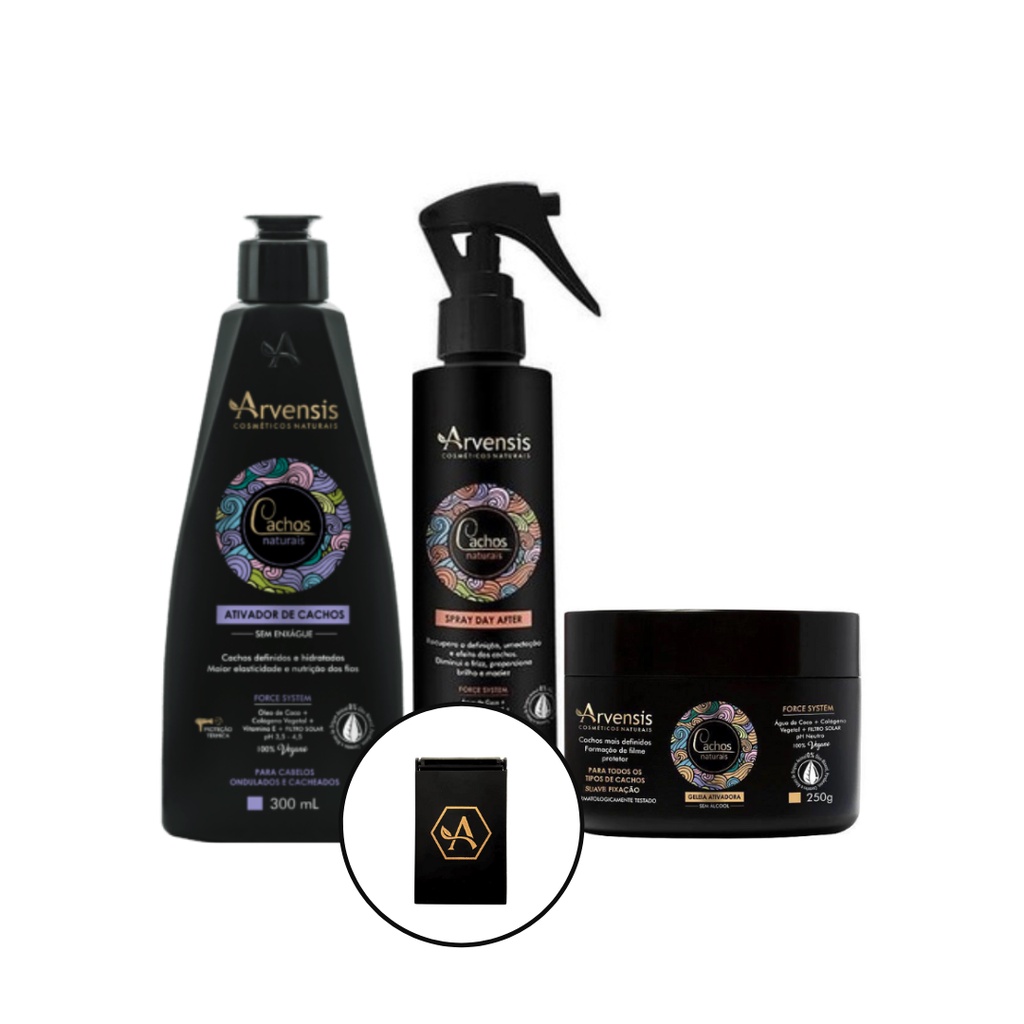 Kit Arvensis Ativador Ondulados 300ml + Geleia Suave 250g + Spray Day ...