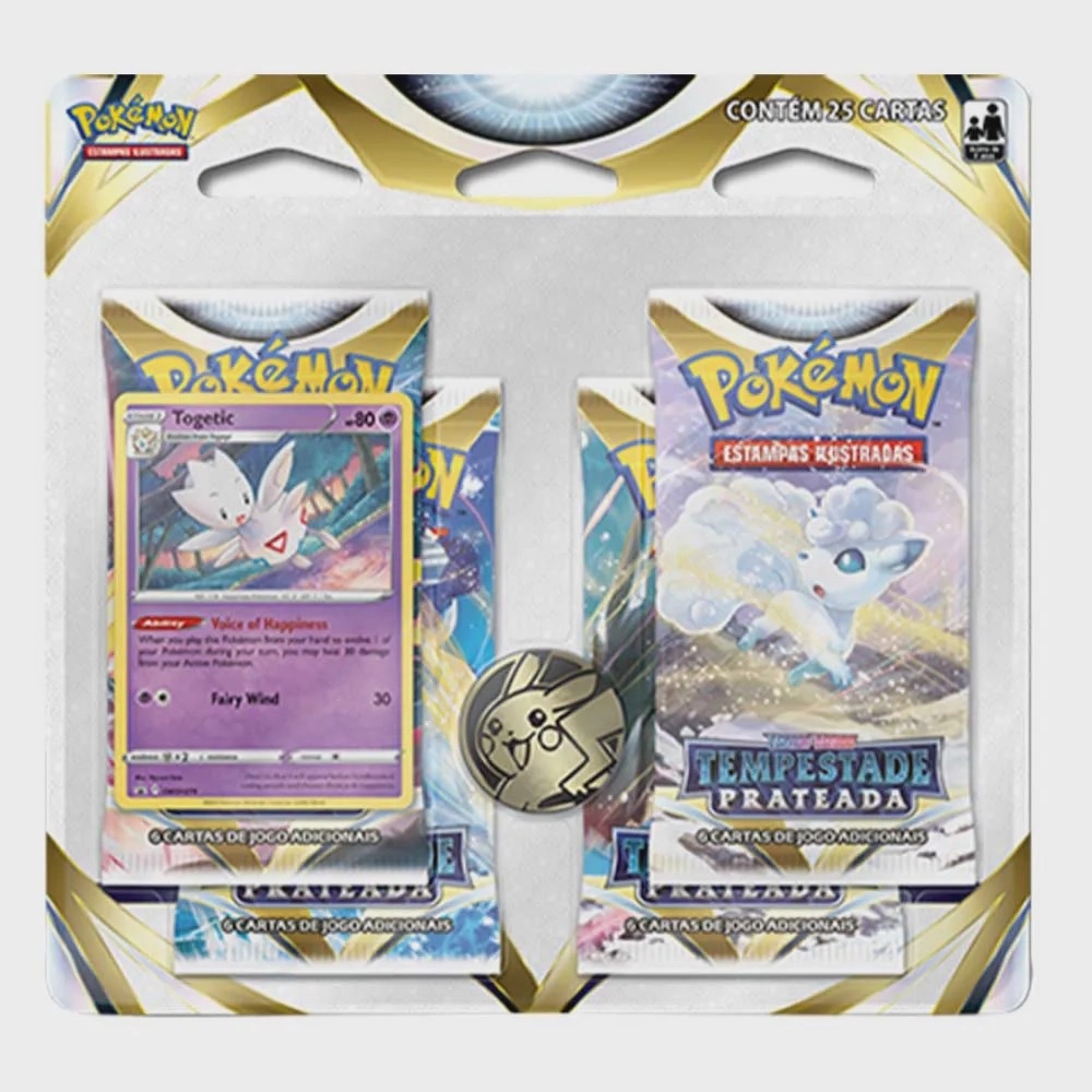 Pokémon Blister Quadruplo Espada e Escudo Tempestade Prateada Jogo de Cartas Copag 31889 ...
