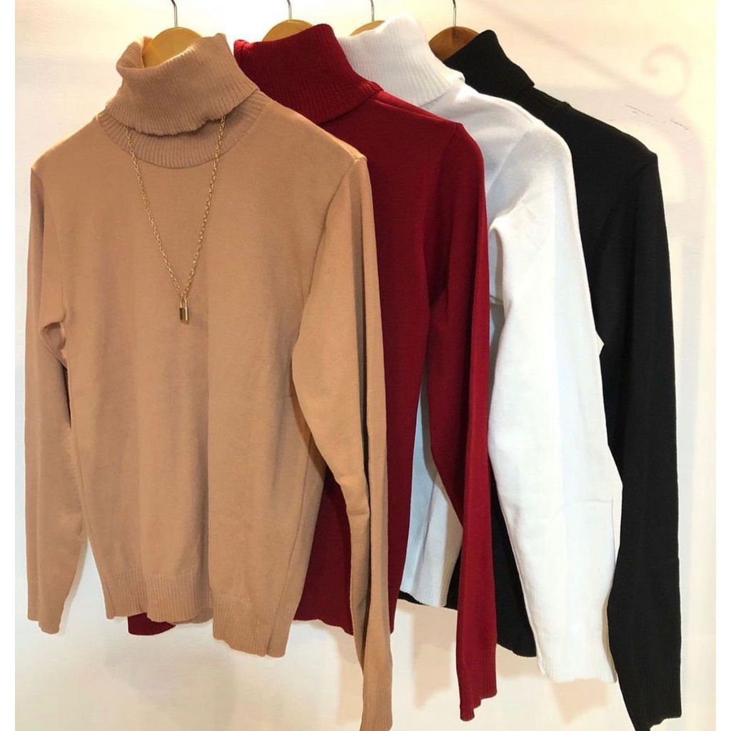 Blusa Tricot Gola Alta Lua | Shopee Brasil