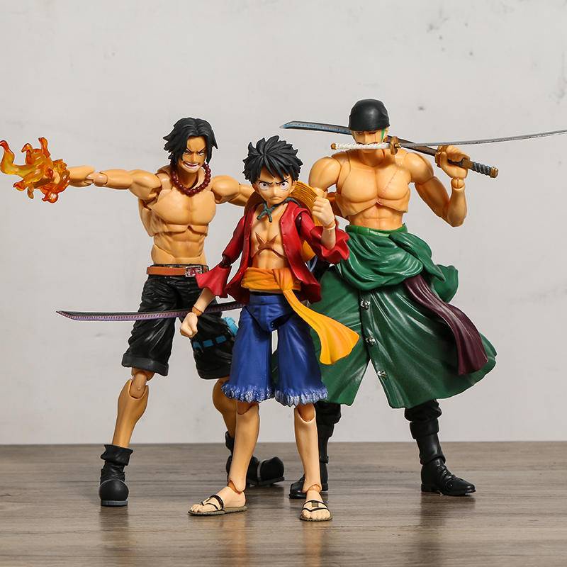 Articulado One piece Luffy Ace Zoro action figure boneco figma | Shopee ...