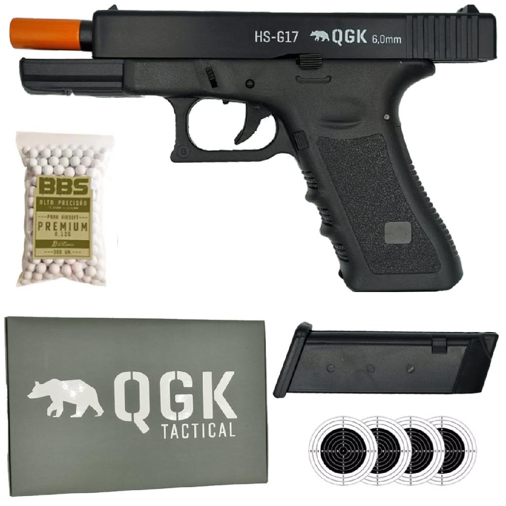 Pistola De Airsoft Glock 17 Qgk HS-G17 Spring Realista + Maleta Loja ...