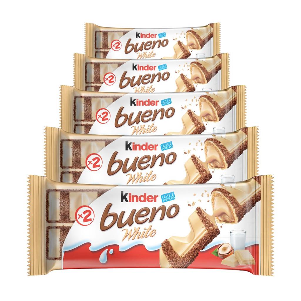 Chocolate Kinder Bueno White, 5 Pacotes de 39g | Shopee Brasil