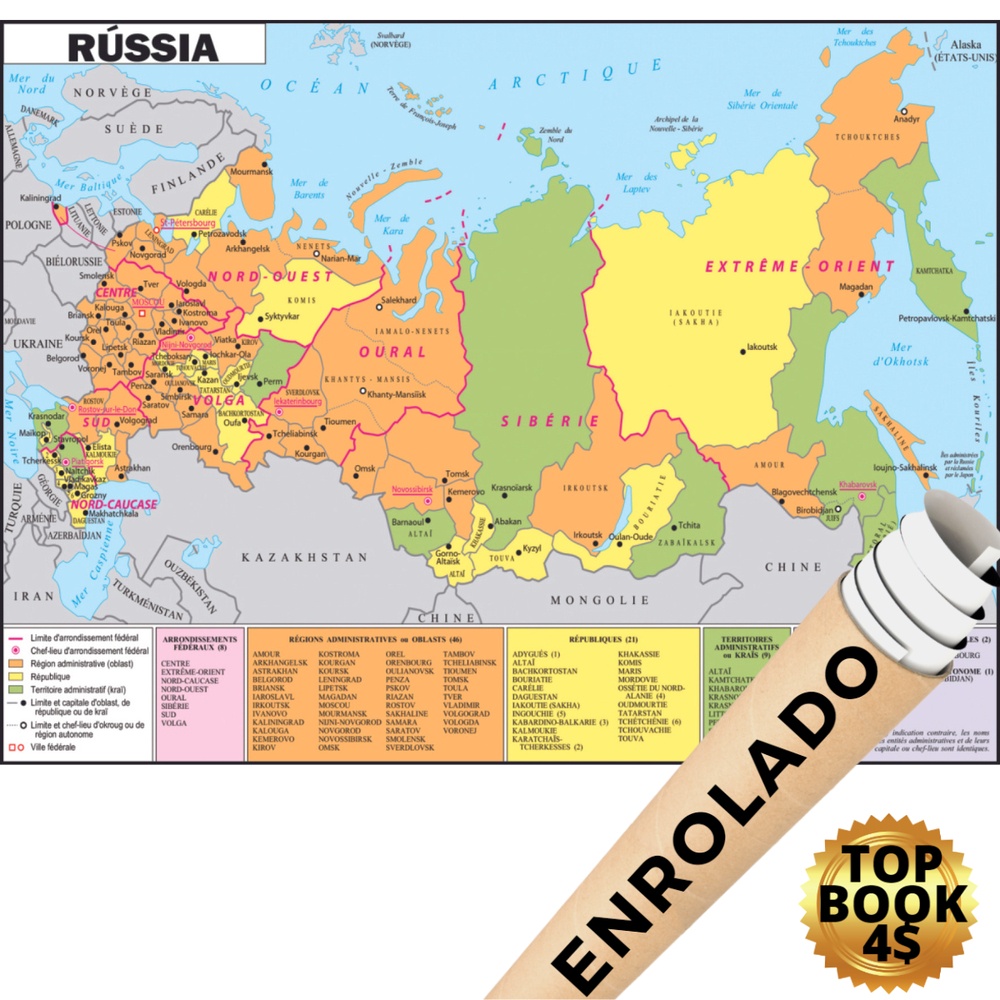 Mapa da Rússia Politico Decorativo Poster Geográfico Escolar | Shopee ...