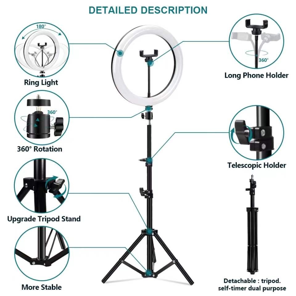 Ring Light 10 polegada/26cm anel lâmpada rgb colorido led anel de luz com tripé suporte | Shopee ...