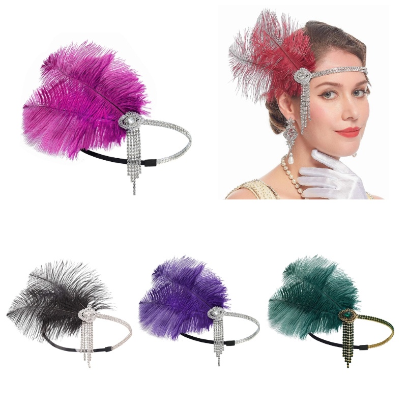 NICE Pena Flapper Headbands 1920s Baile Rainha Headpiece Para Evento ...