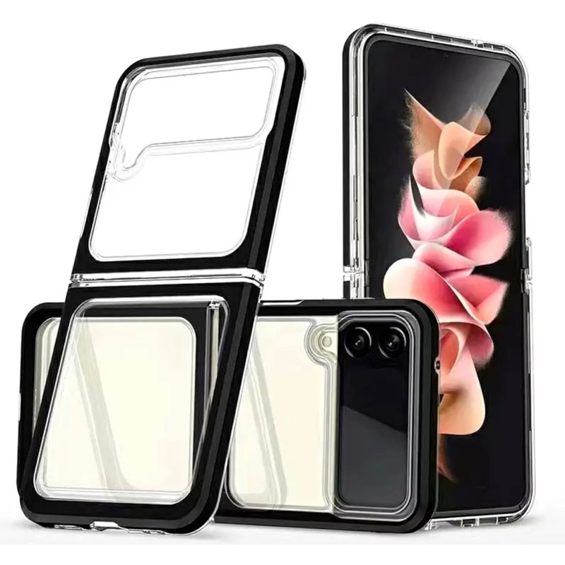 capa capinha case para z flip 3 z flip 4 transparente com borda ... capa capinha case para z flip 3 z flip 4 transparente com borda ...