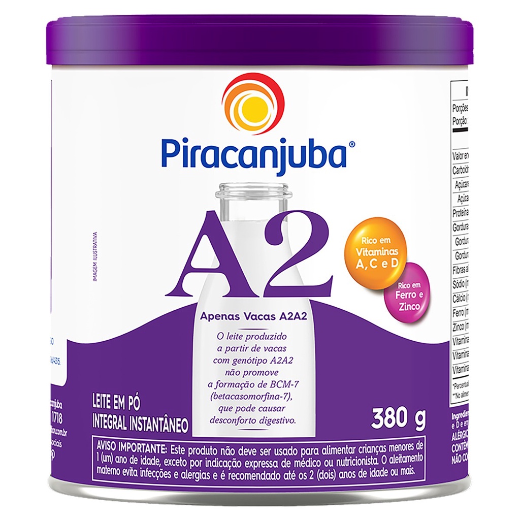 Leite em Po A2 Integral Instantaneo Piracanjuba 380g Lata | Shopee Brasil