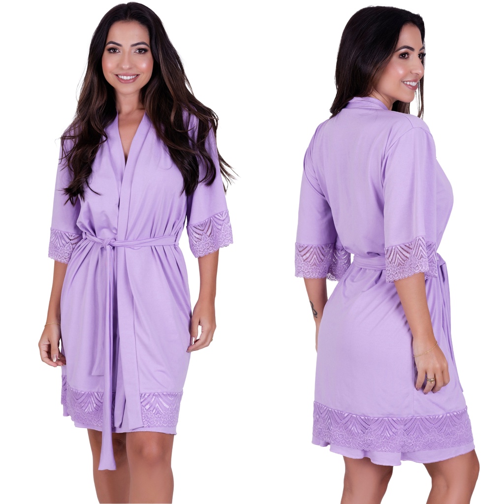 Robe Romantic Renda Hobby Feminino Roupão Confortável Linha Noite ...