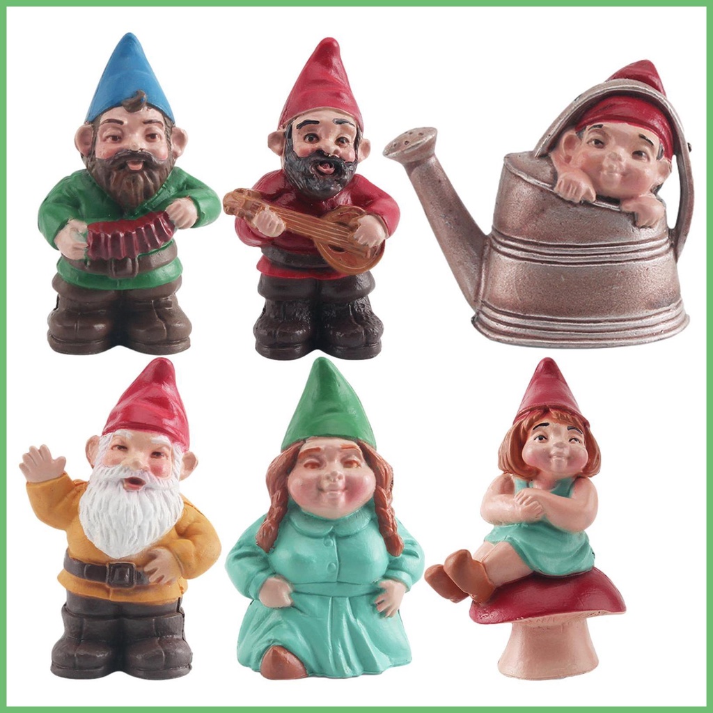 Gnomos De Jardim Decoração 6 Peças Fada Estátuas Gnomo Resina Paisagem ...