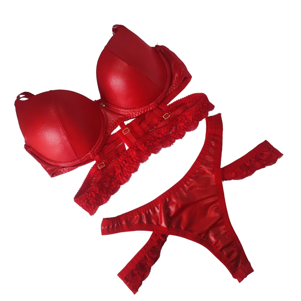 Conjunto Lingerie Sensual Calcinha E Sutiã Com Bojo Shopee Brasil