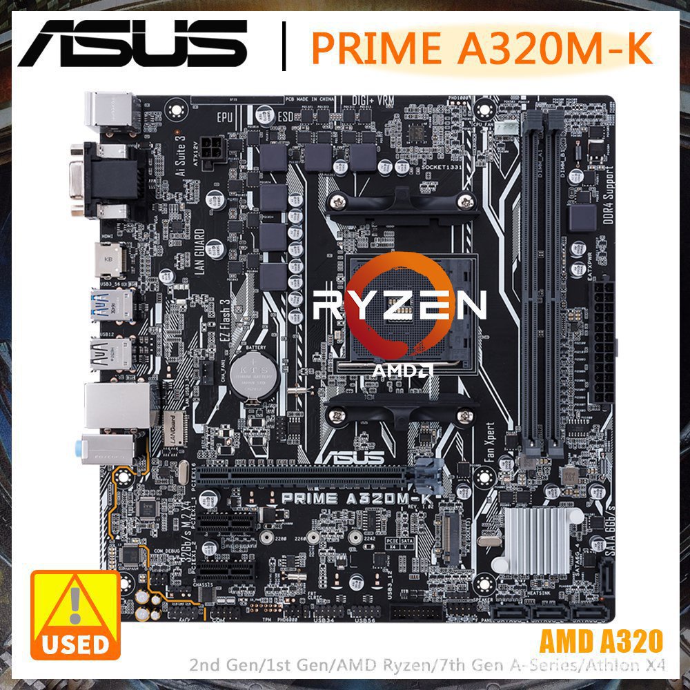 BOM! BOM! Asus prime A320M-K Motherboard amd a320 gigabit rede chipset ...