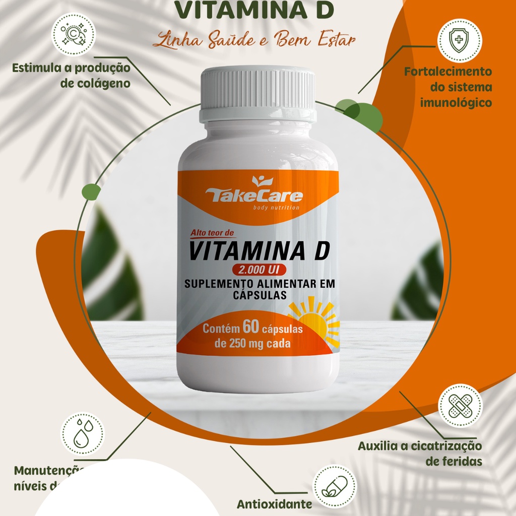 VITAMINA D TAKE CARE - 60 CÁPSULAS - 250MG | Shopee Brasil