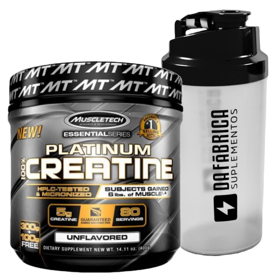 Creatina Muscletech Platinum 400g + Coqueteleira 600 ML | Shopee Brasil