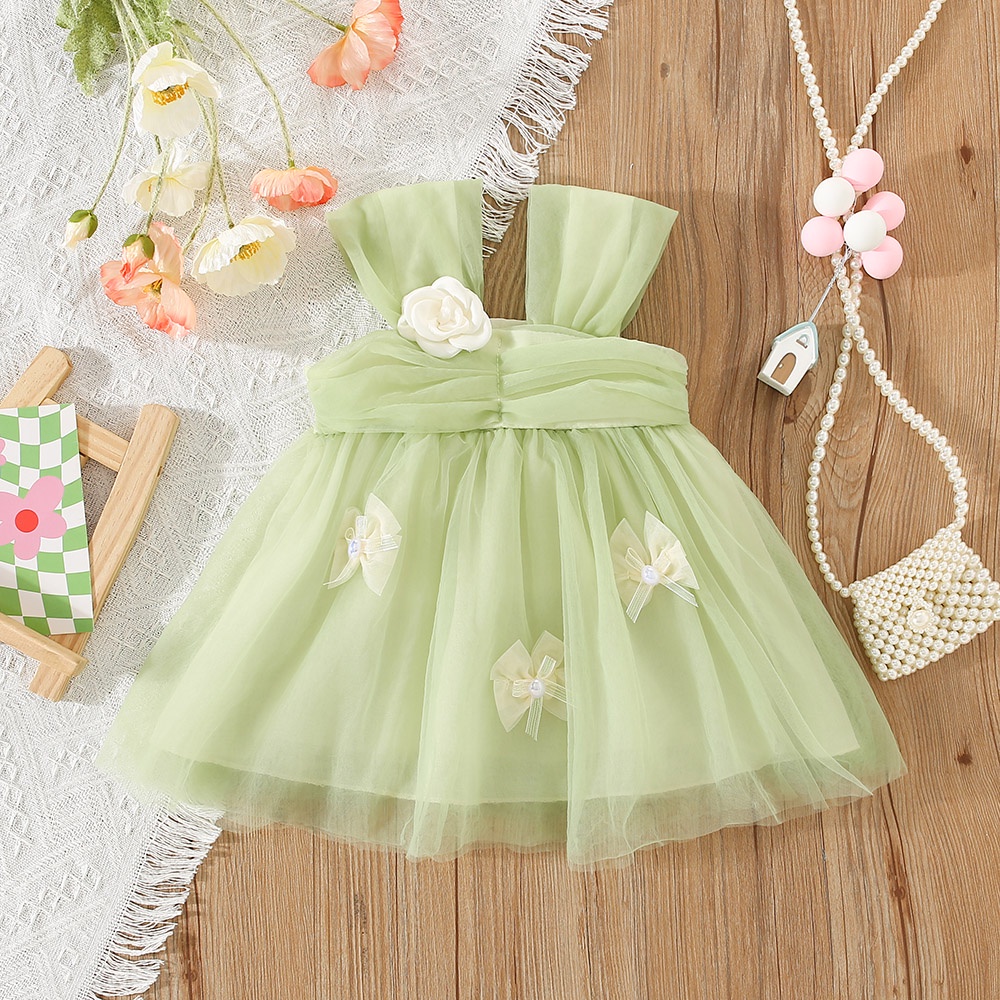 Vestido De Bebê De Verão Princesa Menina Verde Mensh Flower Coreano ...