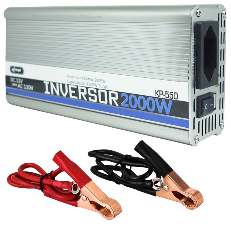 Inversor Conversor 12V para 110V Potência 2000W Veicular Transformador Tensão Knup KP-550 Cinza ...