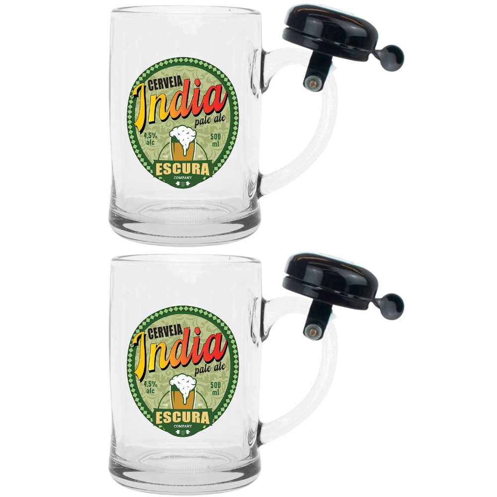 Kit 2 Canecas de Chopp Vidro India Pale Ale Splendo Com Sino 400ml | Shopee Brasil