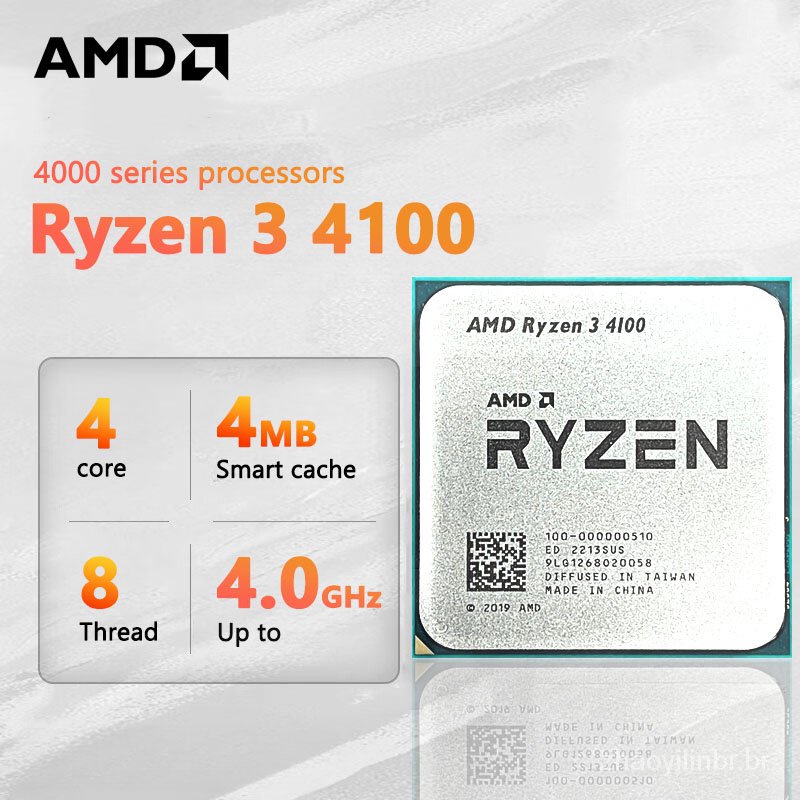 AMD Ryzen CPU 3 4100 - Ryzen 3 4000 Quad-Core Socket AM4 65W Nenhum ...