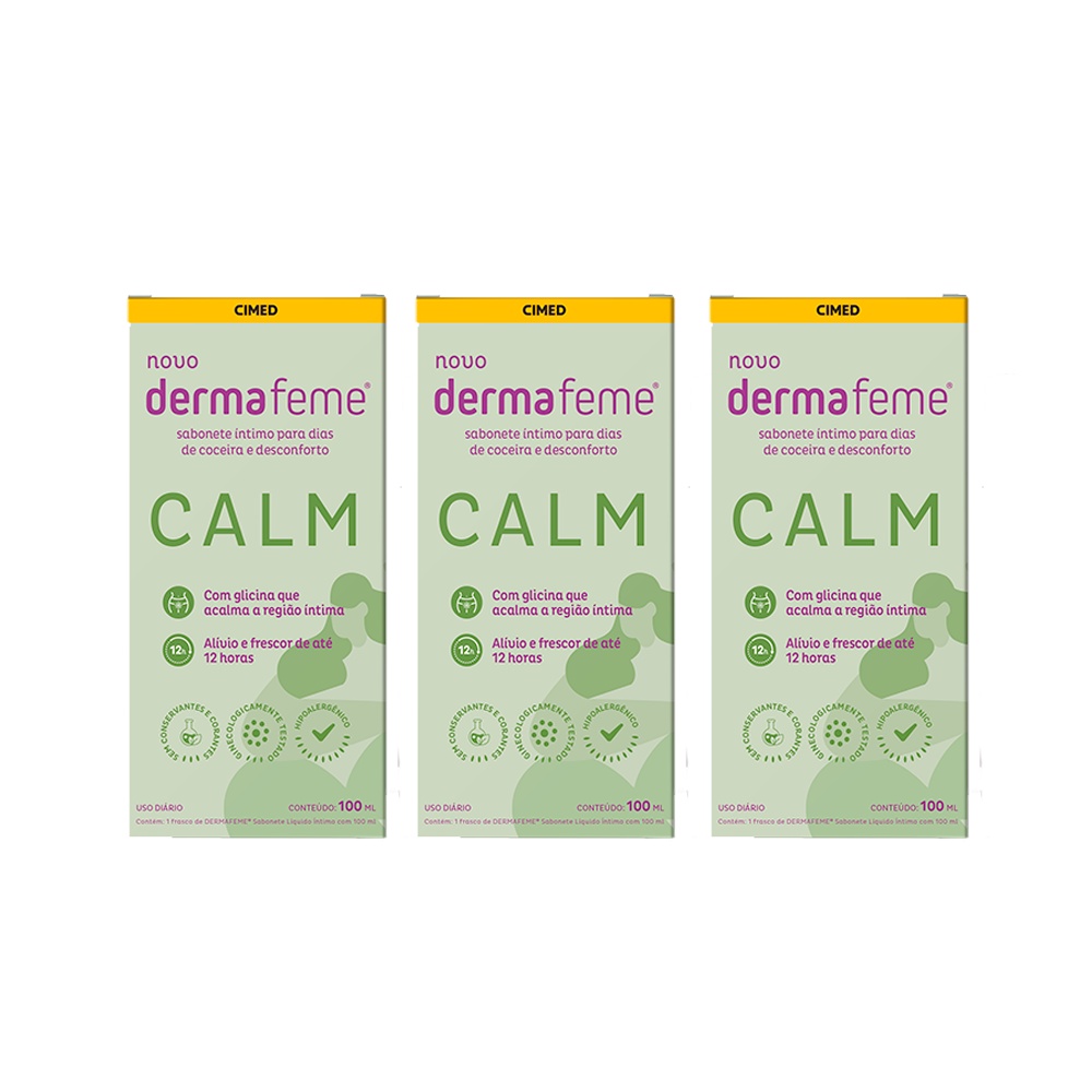 Sabonete Líquido Íntimo Dermafeme Calm 100ml 3 Unidades | Shopee Brasil