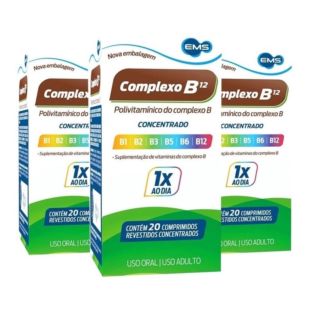 Kit 3 Complexo B12 Ems Concentrado 20 Comprimidos | Shopee Brasil
