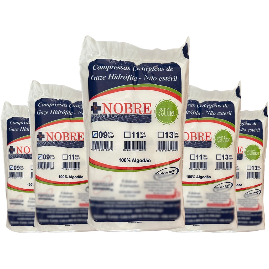 5x Pacote de Compressa de Gazes Não Estéril Nobre Slim Preço Atacado 9 ...