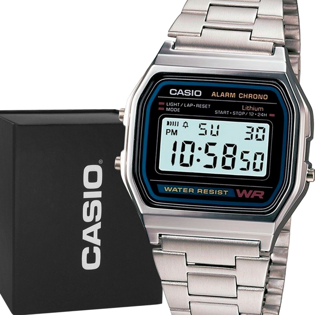 Relógio Casio Prata Vintage Digital Premium resistente a água | Shopee ...