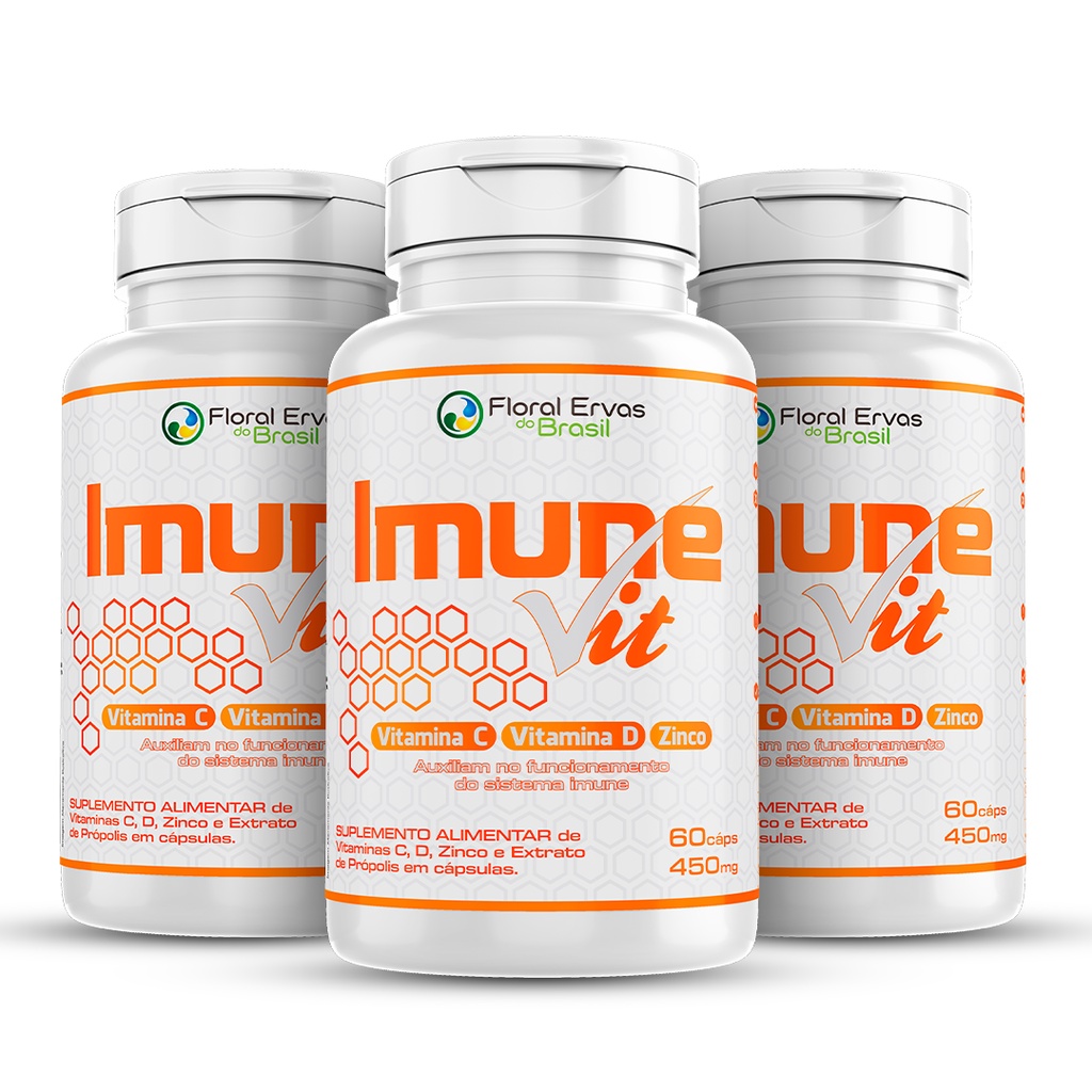 Kit 3 Uni Imune Vit Suplemento para Imunidade 450mg Vitamina C Vitamina ...