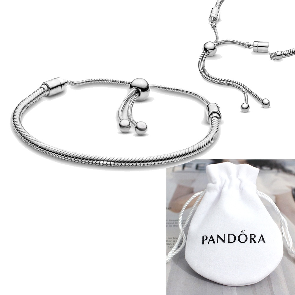 Pulseira Movimentos Pandora 925 Cobra De Prata Com Saco De Veludo ...