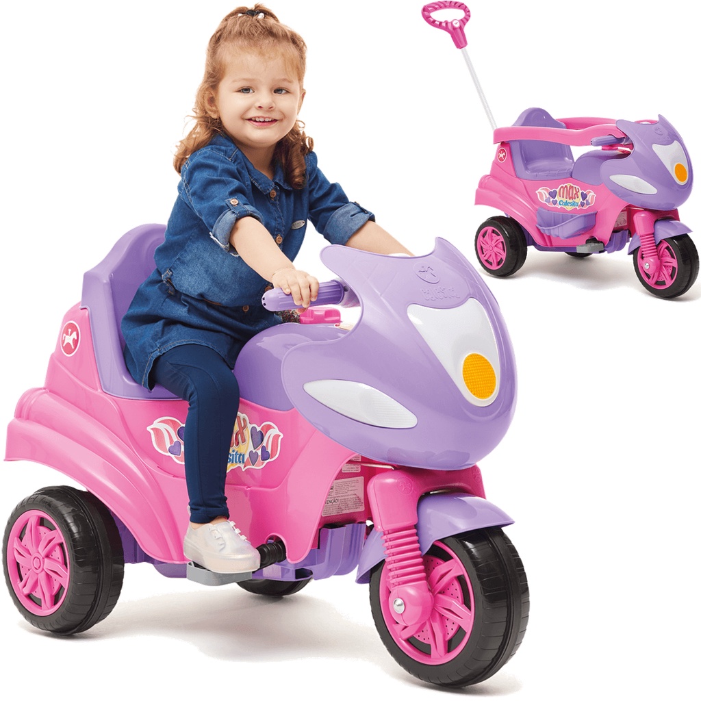 Moto Triciclo de Passeio e Pedal para Bebe Calesita Max Rosa | Shopee ...